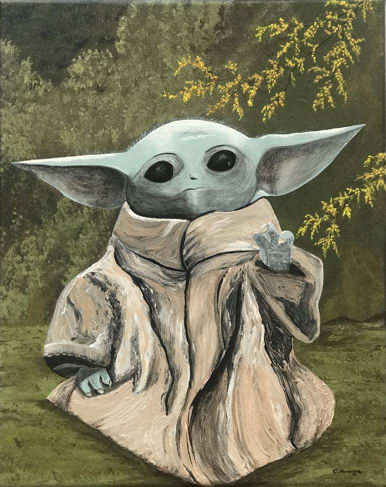 Baby Yoda Painting by cristina hamza | Saatchi Art