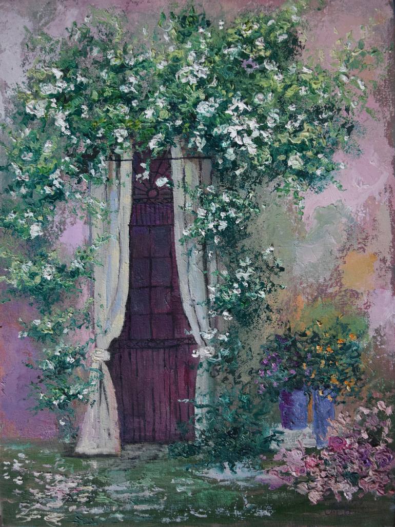 Native door in bloom Painting by Karinskaya Anna | Saatchi Art