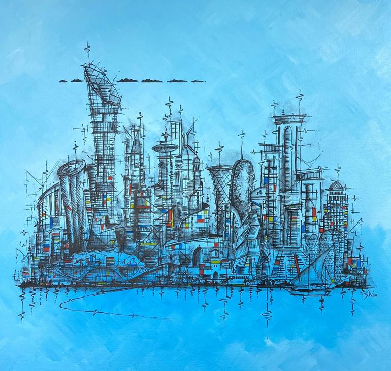 Landmarks of Doha- Limited Edition Canvas Print 10/10 Printmaking by ...