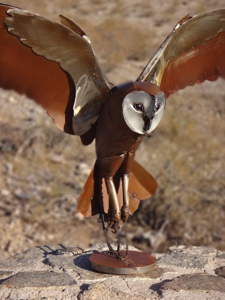 Barn Owl in Flight Sculpture by Mindy Curran | Saatchi Art