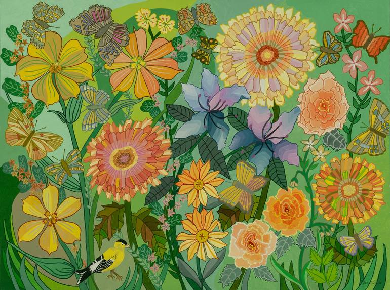 Golfinch's Garden Painting by Jan Davis | Saatchi Art