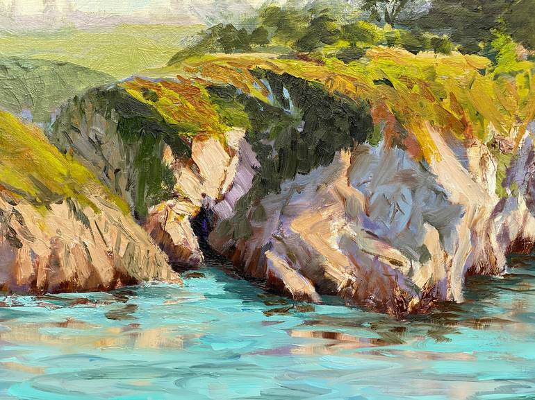 Turquoise Waters of Point Lobos Painting by Tatyana Fogarty | Saatchi Art