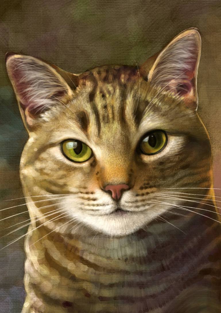 Cat 02, Smart Cat. Painting by Toh Eng Chai | Saatchi Art