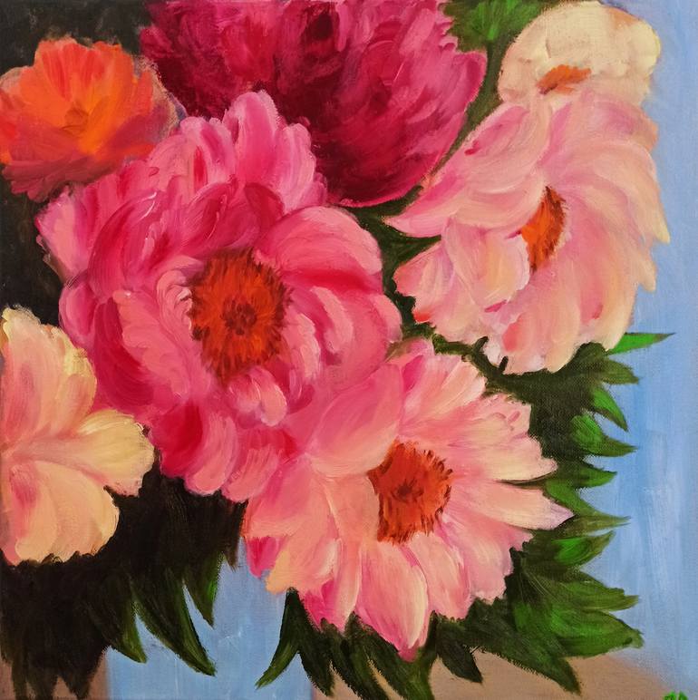 Bright bouquet of peonies Painting by Yaroslavna Antonova | Saatchi Art