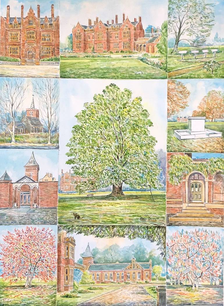 Faces of Stansted Hall Painting by Alan Stuttle Ndd Rca | Saatchi Art