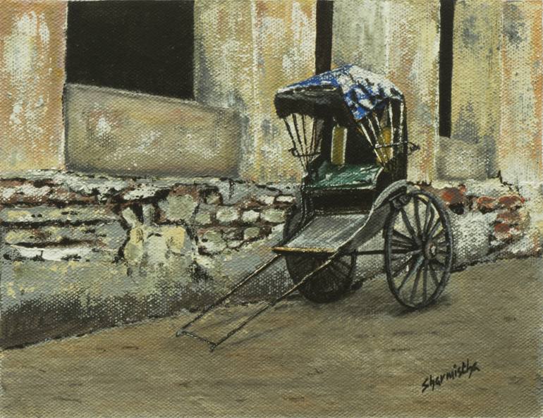 A rickshaw on the streets of Kolkata, India Painting by BrushNPaint ...