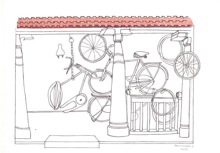 Cycle Shop Drawing by Adithyaa Sadashiv | Saatchi Art