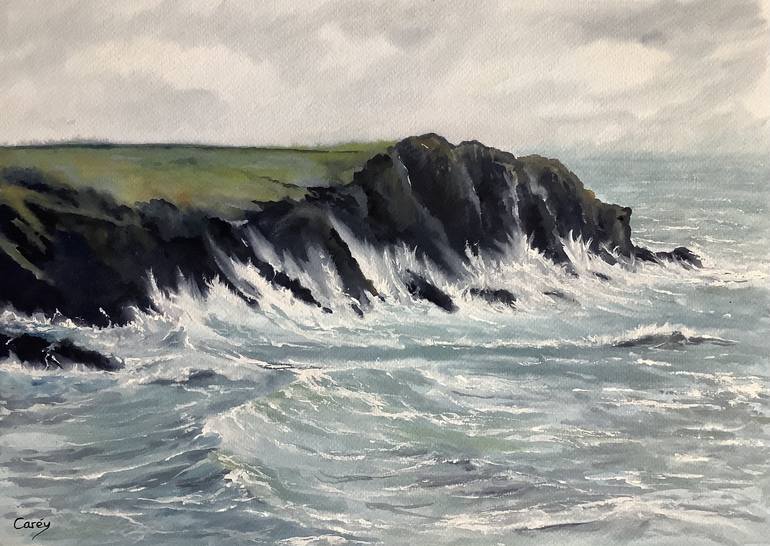 Cornish coastline Painting by Darren Carey | Saatchi Art