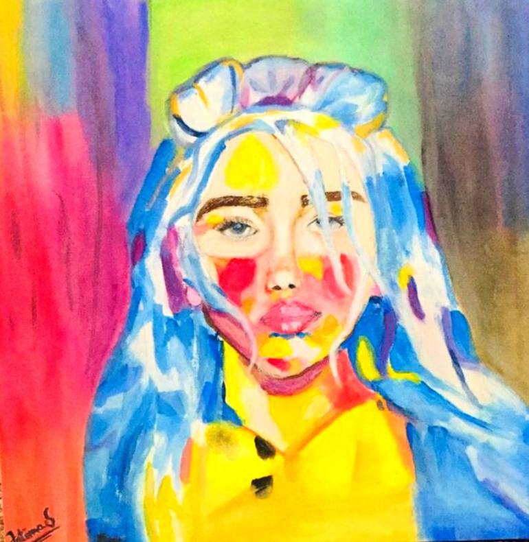 The colourful woman Painting by Fatima Shakil | Saatchi Art