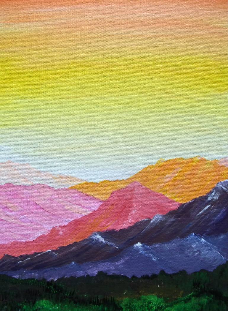 Rainbow Mountains Painting by Sameer Choughule | Saatchi Art