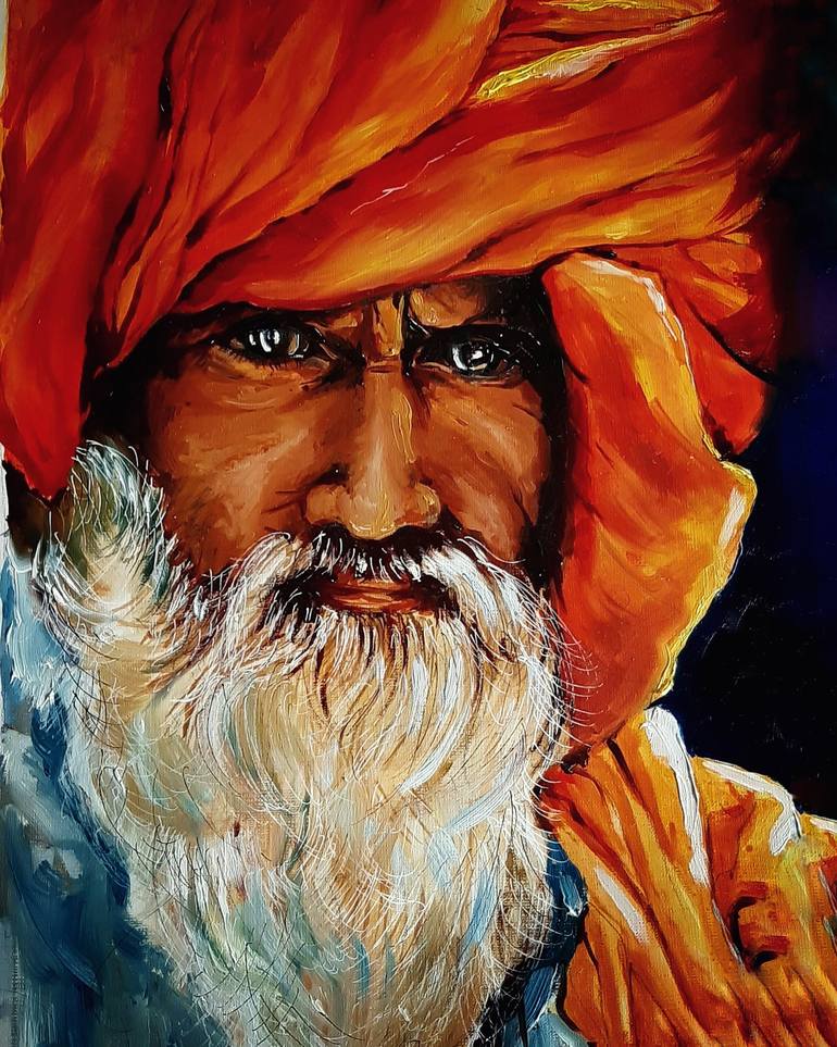 INDIAN MONK Painting by Revathi Nandana | Saatchi Art