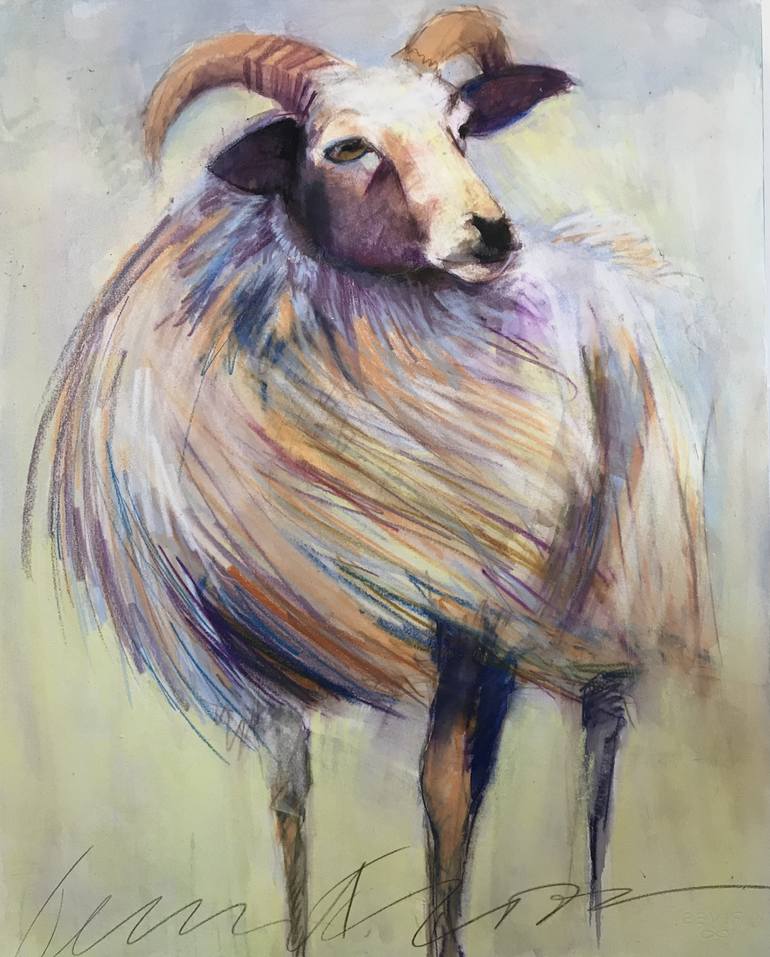 Sheep in the wind Drawing by Jeanne Goodman | Saatchi Art