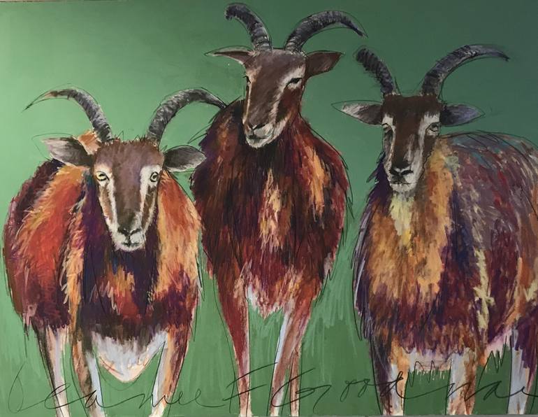 Mountain Goats Drawing by Jeanne Goodman | Saatchi Art