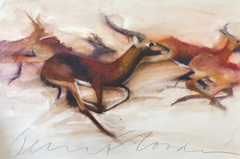 Running Antelopes Drawing by Jeanne Goodman | Saatchi Art
