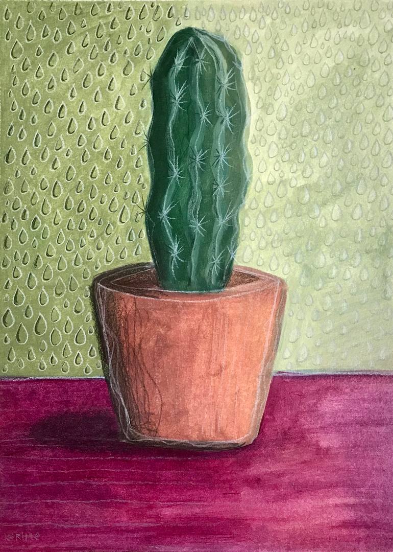 Cactus Still Life Painting by Kerime Elibuyuk | Saatchi Art