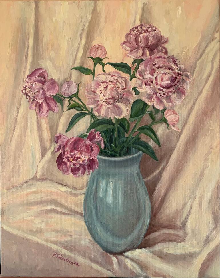Tender peonies Painting by Natalya Baykovskaya | Saatchi Art