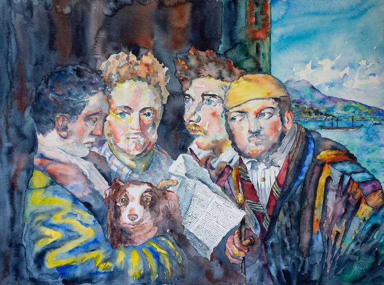 Newspaper Readers in Naples (after O.A. Kiprensky) Painting by Brent ...