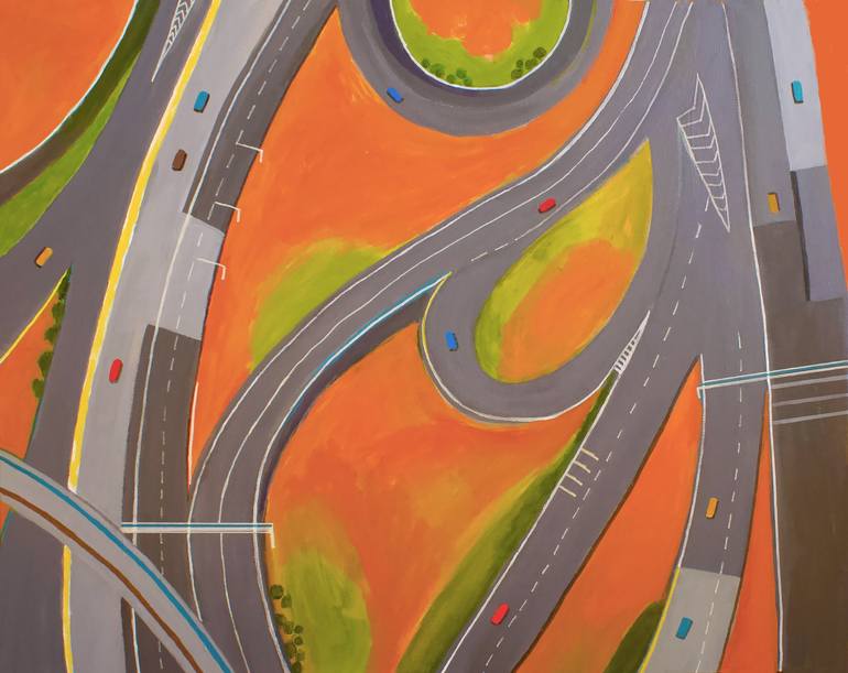 Highway Lanes Painting by Toni Silber-Delerive | Saatchi Art