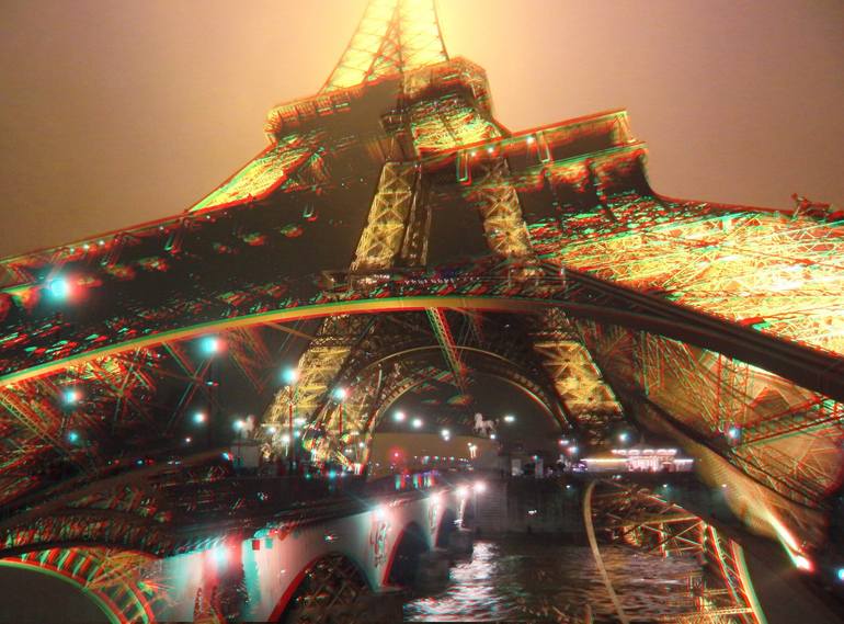Eifel Tower collage / 3D Stereo anaglyph - Limited Edition of 10 Mixed ...