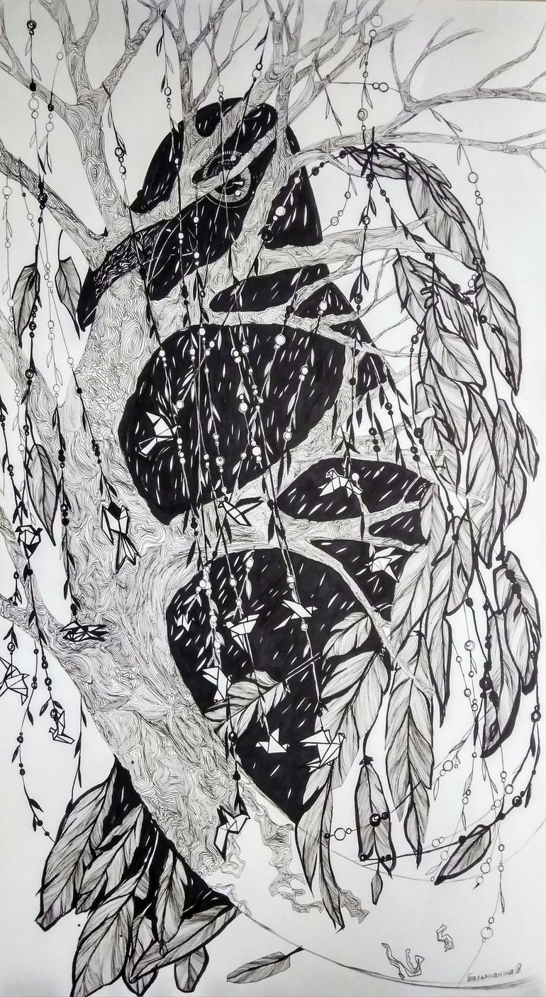 Night and Radiance Drawing by Olha Bolshanina | Saatchi Art
