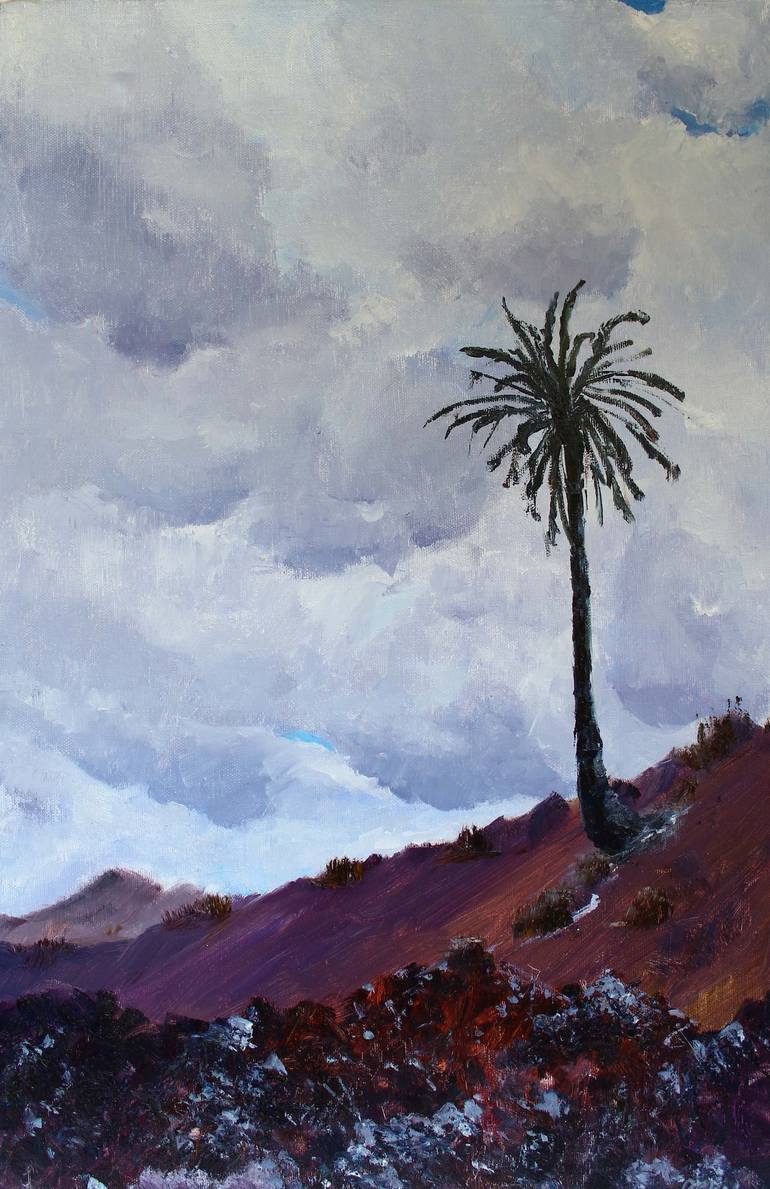 Palm tree in Timanfaya Painting by Volha Milashevich | Saatchi Art