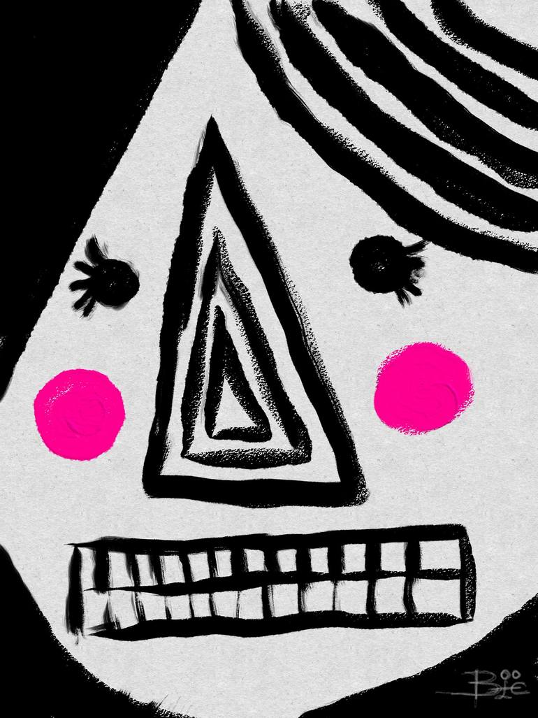 Girl with pink cheeks and geometric face Painting by BOOLE Art ...