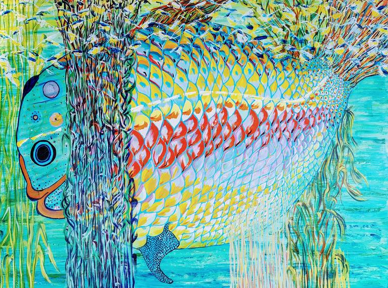 Charlie and the reeds Painting by Peter Hobday | Saatchi Art