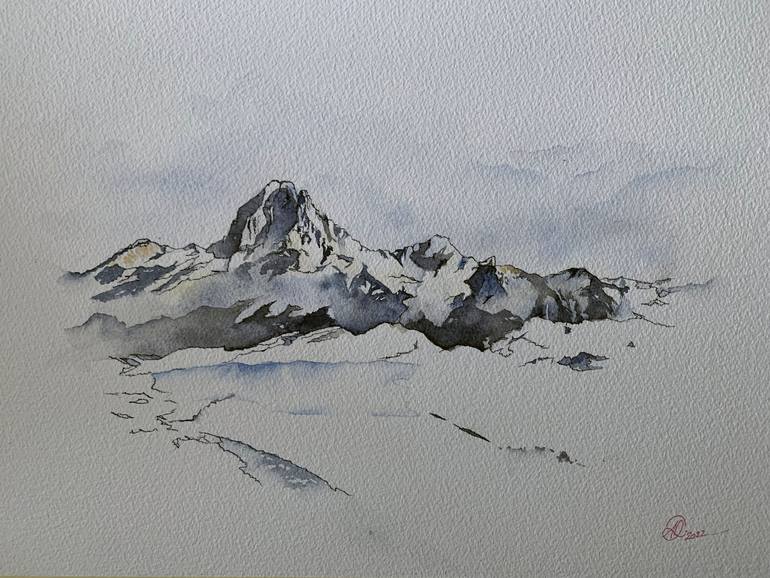 Mountains, Pyrénées Painting by Aline Demarais | Saatchi Art