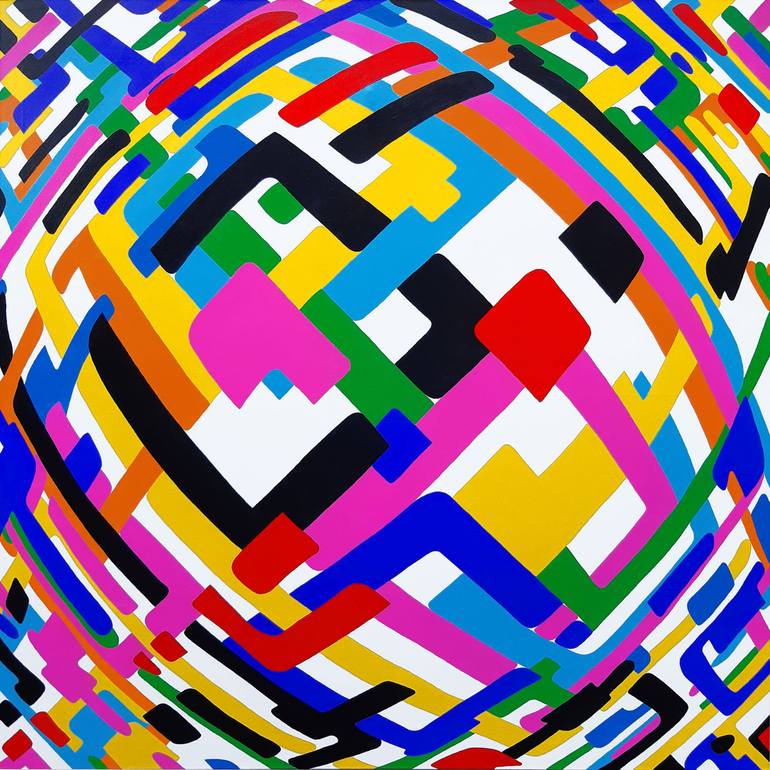 Into the Colored Squares Painting by Cristian Mielu | Saatchi Art