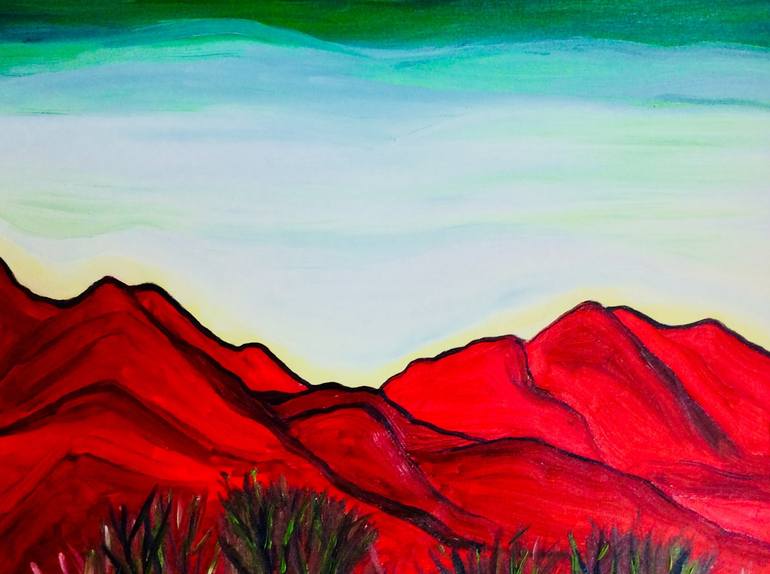 Red Mountains Painting by Nadzeya Naurotskaya | Saatchi Art