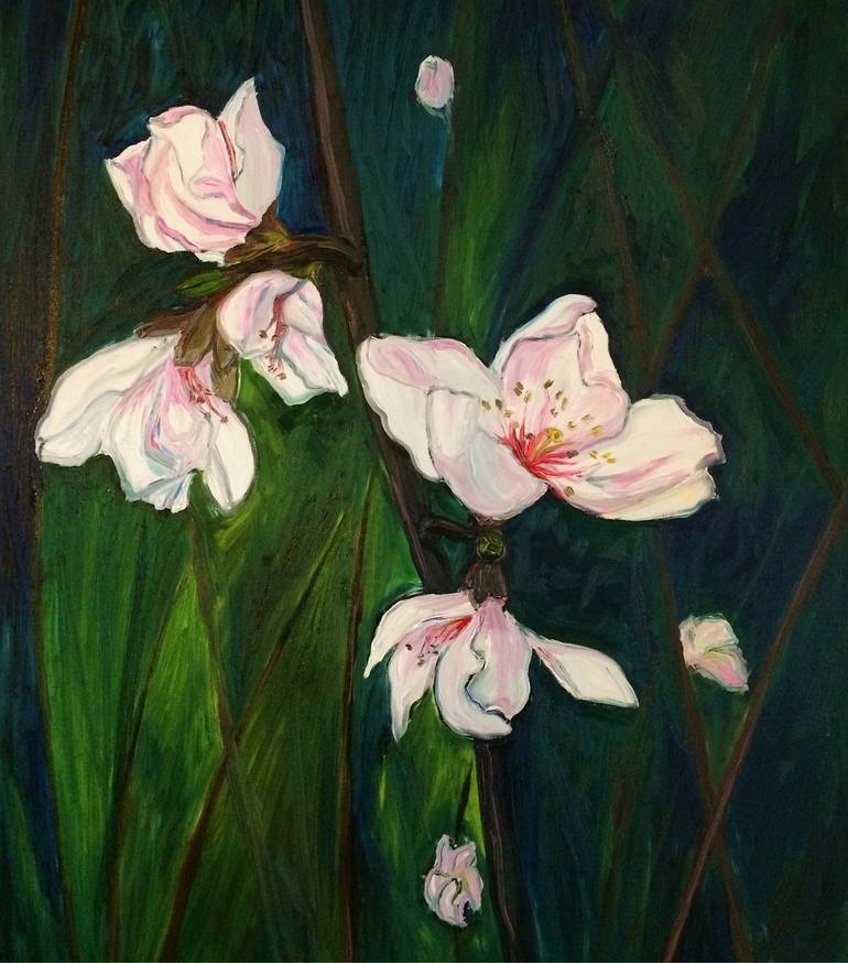 Blossoming Almond Painting by Nadzeya Naurotskaya | Saatchi Art