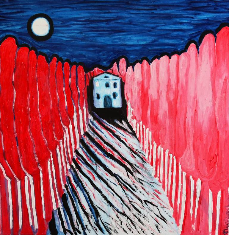 Blue House Painting by Nadzeya Naurotskaya | Saatchi Art