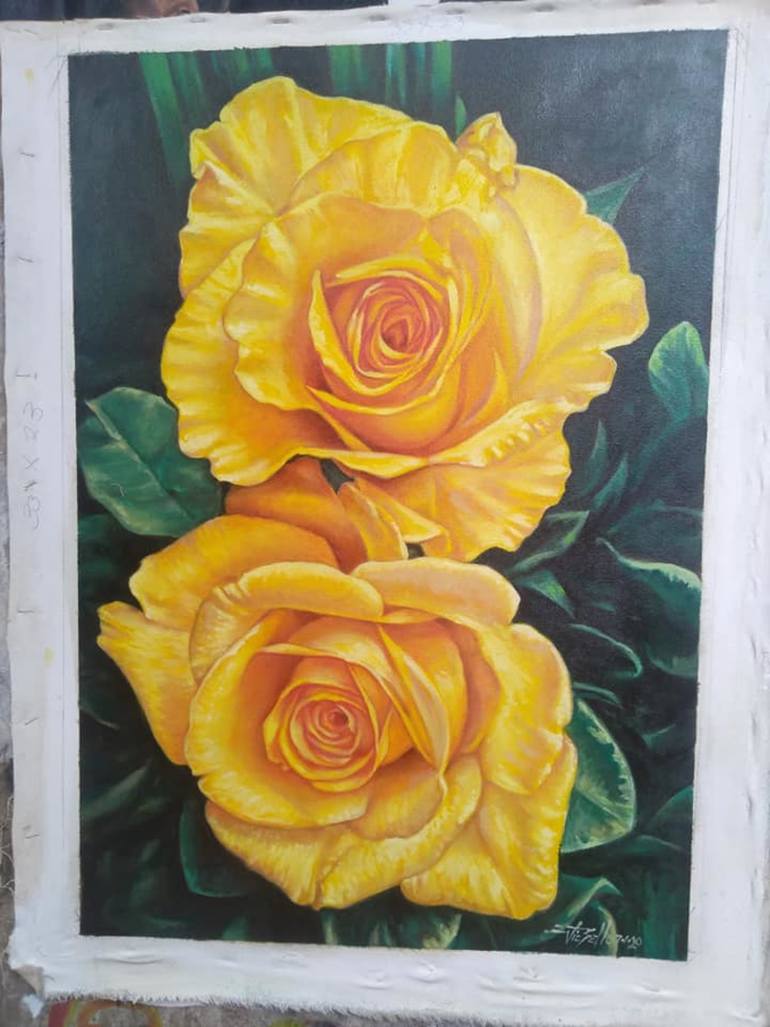 Yellow rose flower Painting by Vincent bello | Saatchi Art