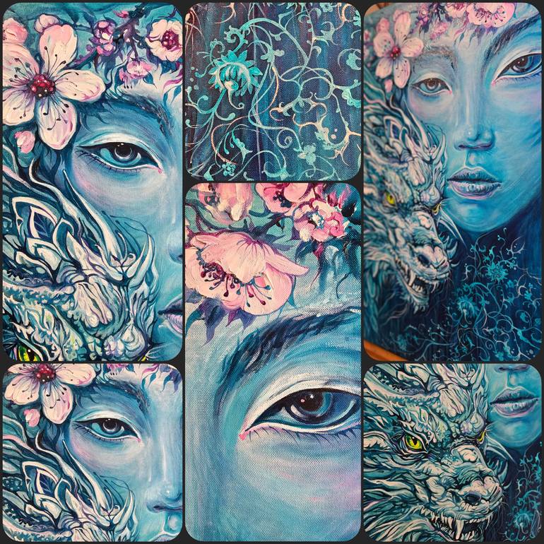 Dragon and the Girl Painting by Lada Stukan | Saatchi Art