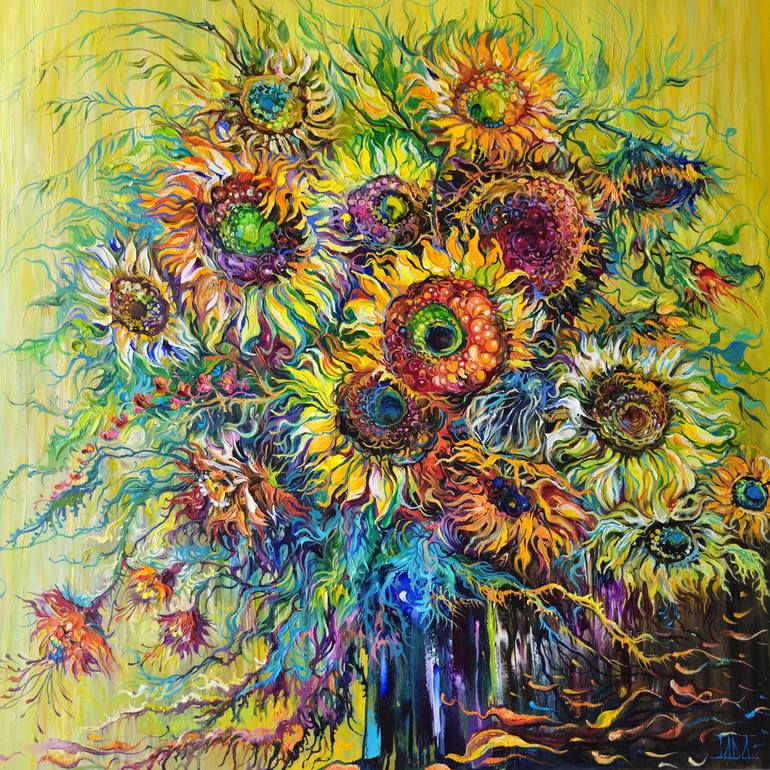 Sunflowers Modern Still Life Painting by Lada Stukan | Saatchi Art
