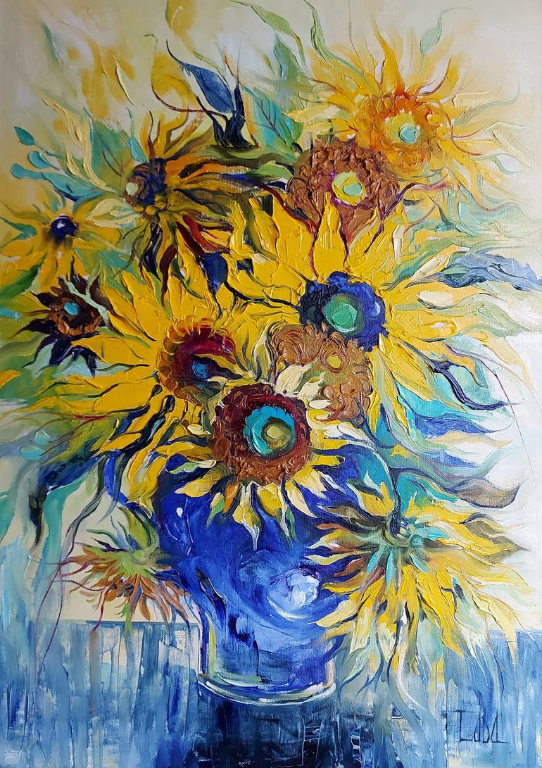 The Sun in a Vase (Oil on canvas on cardboard) Painting by Lada Stukan ...