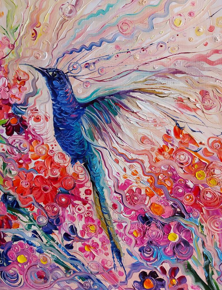 Hummingbird's Dance (Oil on canvas) Painting by Lada Stukan | Saatchi Art