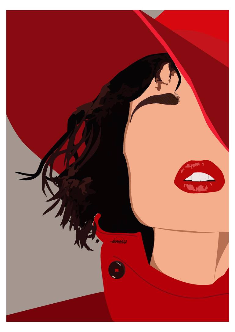 woman in red. Printmaking by Manali Das | Saatchi Art