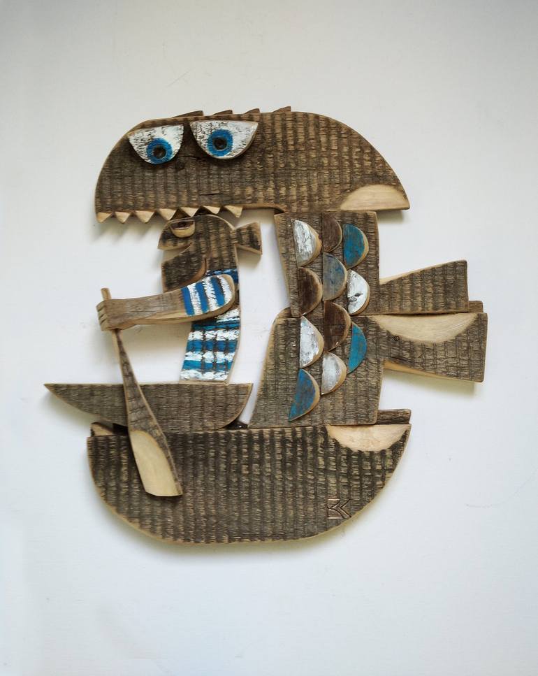 Large wooden fish sculpture ,Sea Hunters, Wooden Hanging Fish Sculpture ...