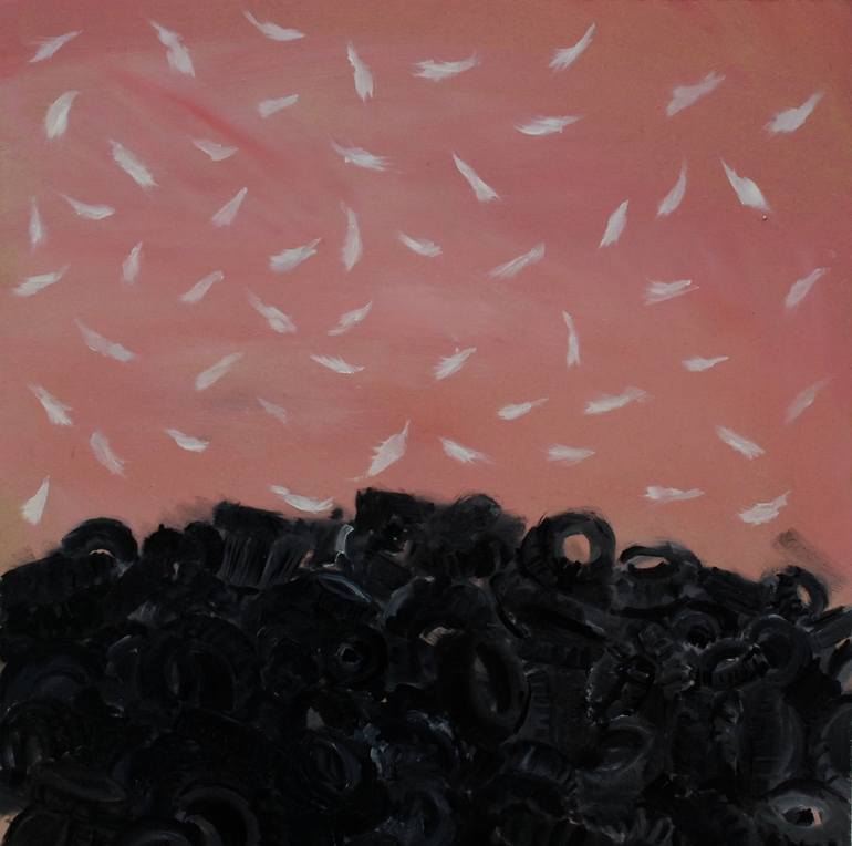 Tyres and Feathers Painting by Emma Wilson | Saatchi Art