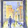 Drawing a street scene with passers-by Drawing by Olga Usova | Saatchi Art