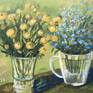 A couple of bouquets in glassware Painting by Olga Usova | Saatchi Art