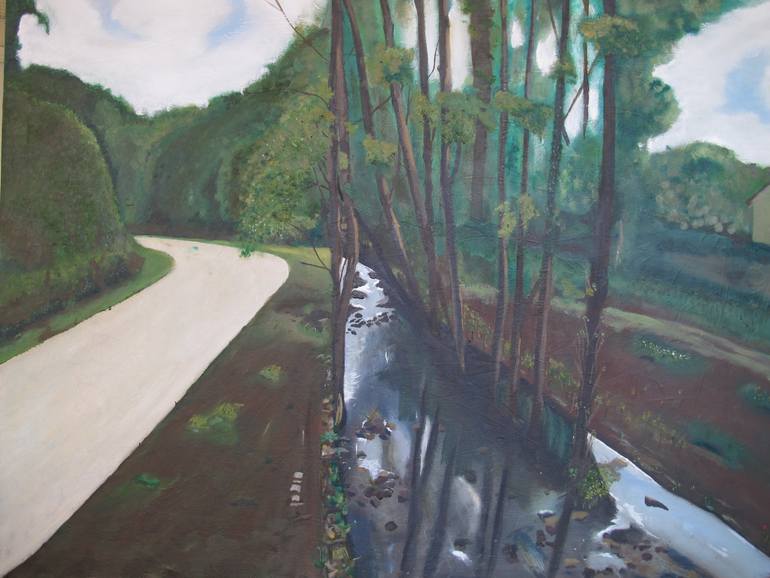 path with river Painting by Dan Bell | Saatchi Art