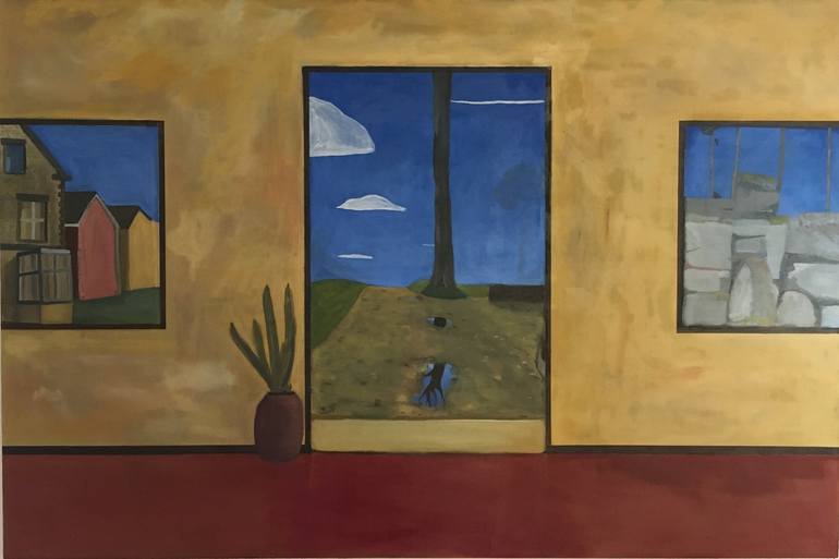 House With Triptych Painting by Dan Bell | Saatchi Art
