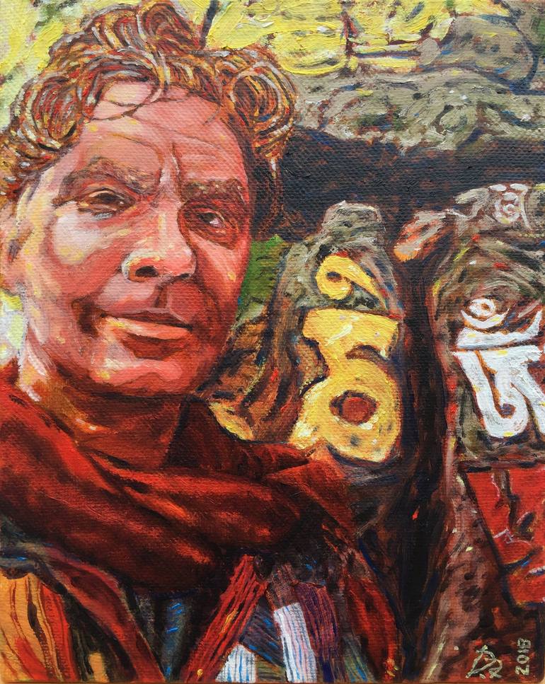 Dave Alber, Self-Portrait at Swayambunath, Kathmandu, Nepal Painting by ...