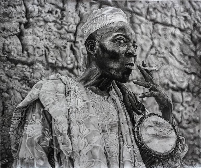 Agbo Faaji (enjoyment galore) Drawing by Olamide Ogunade | Saatchi Art