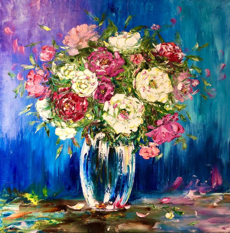 HOLIDAY BOUQUET - Floral still life, Flower painting, Peonies in a ...
