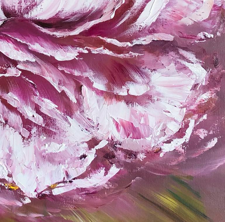 CURVY COUPLE - Set of 2 peony. Oil diptych of pale peonies on canvas ...