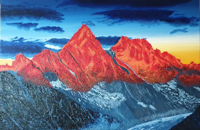 Alpine Glow in the Evening Painting by Inga Butkute | Saatchi Art