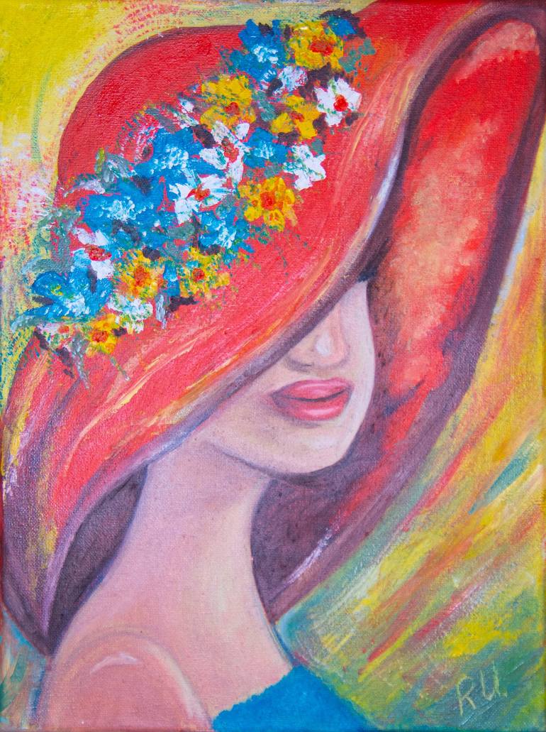 Red hat Painting by Rasa Us | Saatchi Art